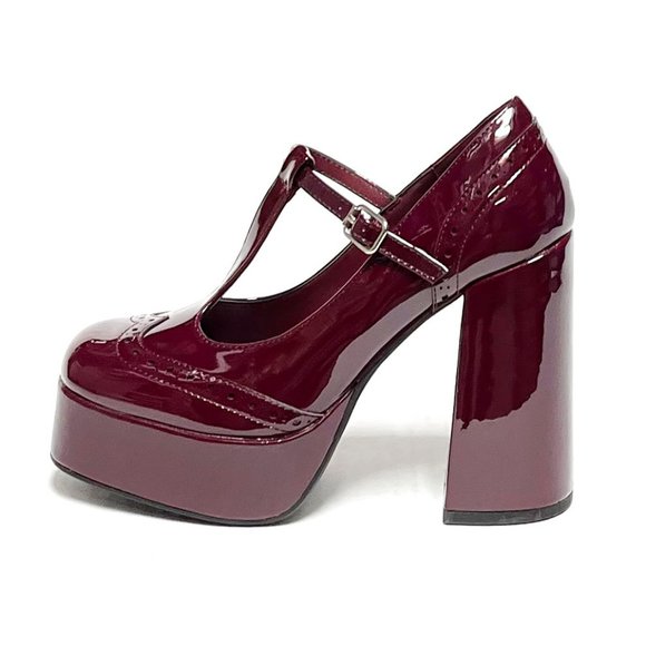 Shoes | New Womens Burgundy Mary Jane Retro Tstrap Platform School Girl ...